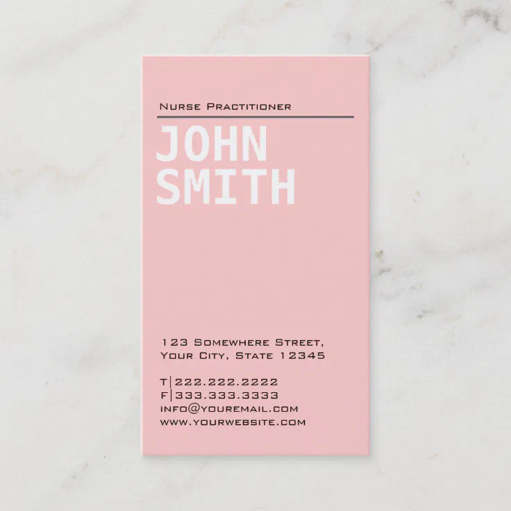Plain Pink Nurse Practitioner Business Card | Zazzle
