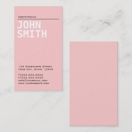 Plain Pink Obstetrician Business Card | Zazzle
