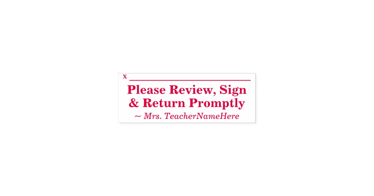 Plain "Please Review, Sign & Return Promptly" Self-inking Stamp | Zazzle