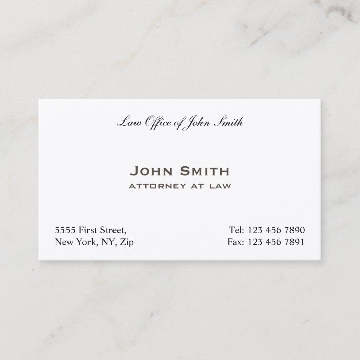 Plain Professional Elegant Attorney Law Office Business Card | Zazzle.com