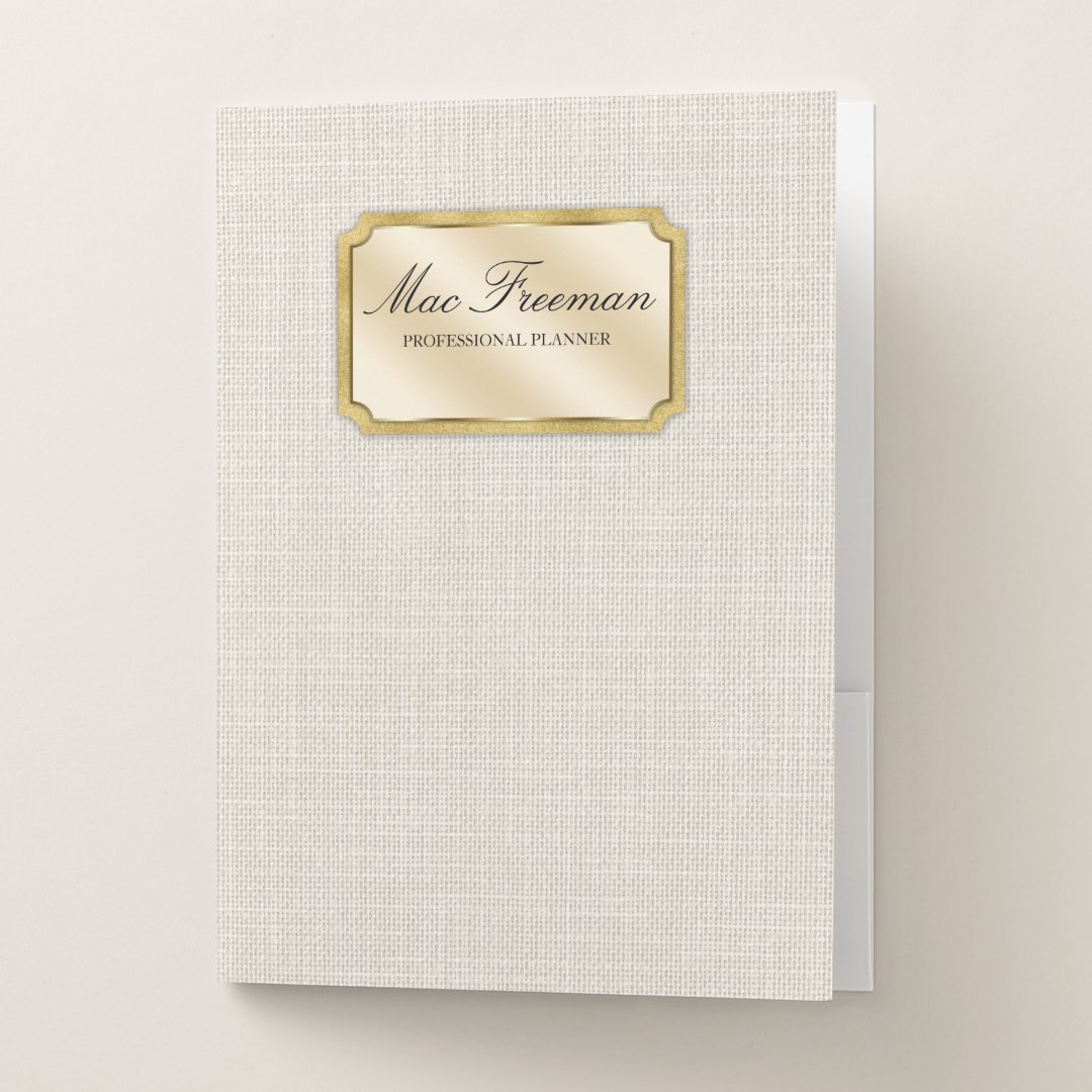 Plain Professional Linen Gold Foil Label Folder | Zazzle