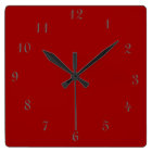 Plain Red Clock>Square Clocks with Numbers | Zazzle.com