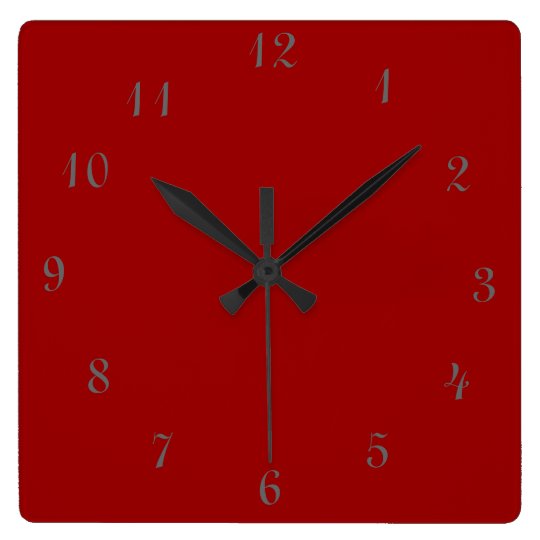 Plain Red Clock>Square Clocks with Numbers | Zazzle.com
