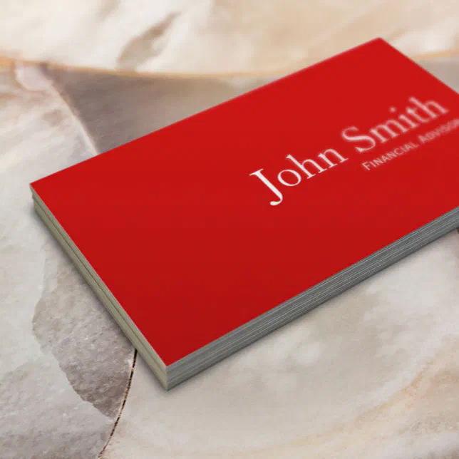 Plain Red Financial Advisor Business Card | Zazzle