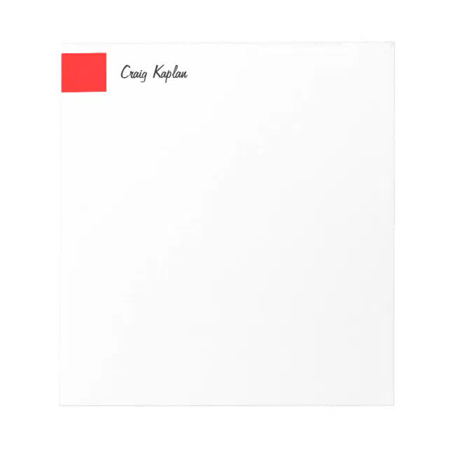 Plain Red White Simple Modern Minimalist Notepad | Zazzle