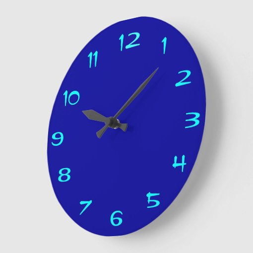 Plain Royal Blue and Aqua > Plain RoundClocks Large Clock | Zazzle