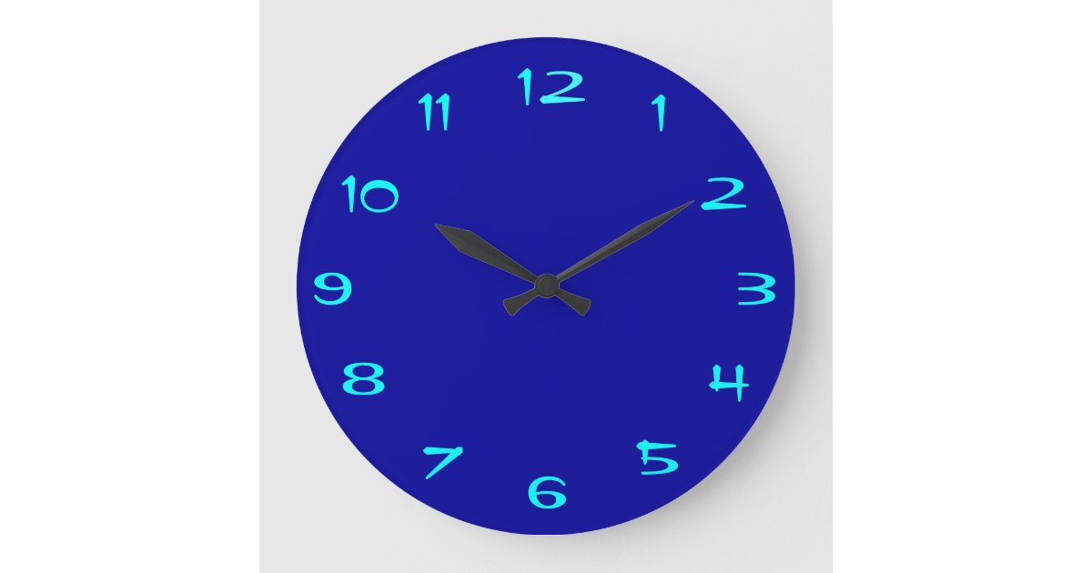 Plain Royal Blue and Aqua > Plain RoundClocks Large Clock | Zazzle