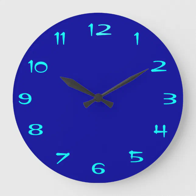 Plain Royal Blue and Aqua > Plain RoundClocks Large Clock | Zazzle