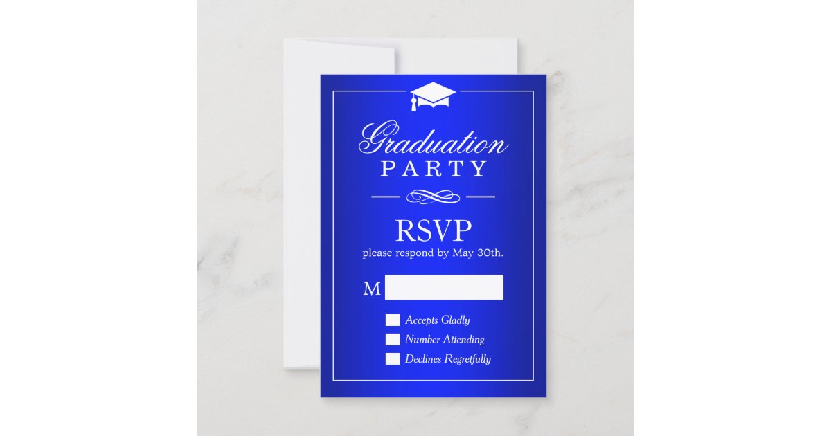 Plain Royal Blue Graduation Party RSVP Card | Zazzle