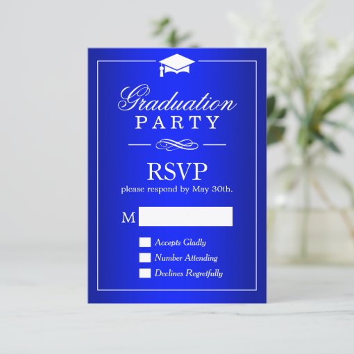 Plain Royal Blue Graduation Party RSVP Card | Zazzle