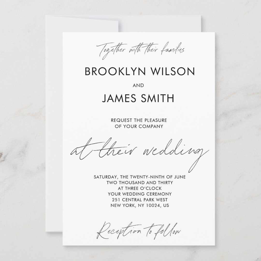 Plain Script Wedding Invitations | Zazzle