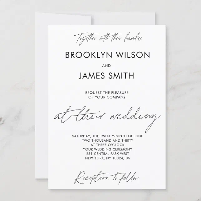 Plain Script Wedding Invitations | Zazzle