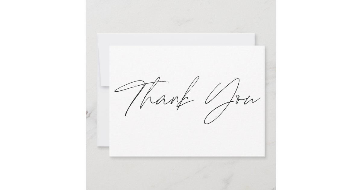 Plain Script Wedding Thank You Cards White | Zazzle