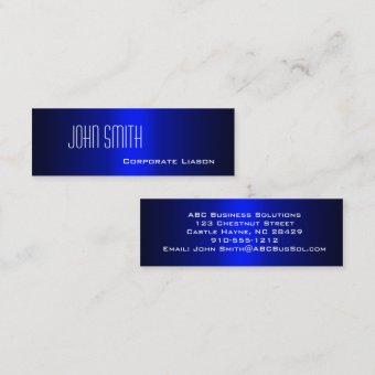 Plain Shades of Blue Slim Modern Business Cards | Zazzle