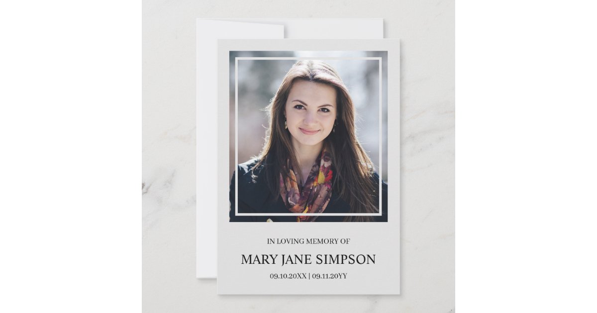 Plain Silver In loving memory Funeral Photo | Zazzle