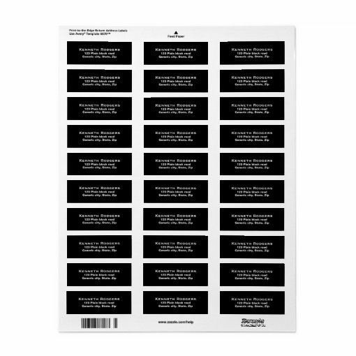 Plain simple black background white text custom label | Zazzle