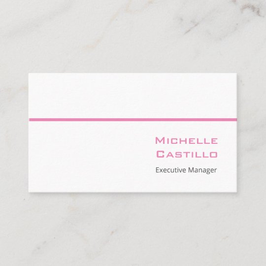 Plain Simple Feminine Minimalist Pink White Business Card | Zazzle.com