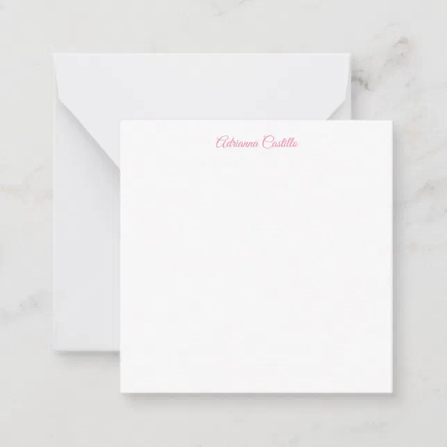 Plain Simple Minimalist Chic Calligraphy Name Note Card | Zazzle