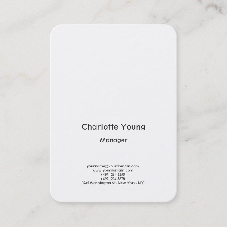 Plain simple minimalist elegant white background business card | Zazzle