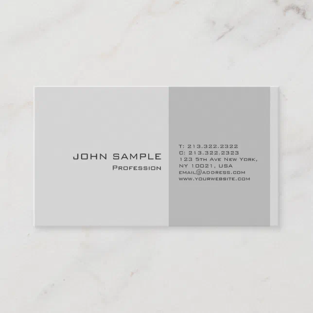 Plain Simple Modern Professional Elegant Grey Business Card | Zazzle