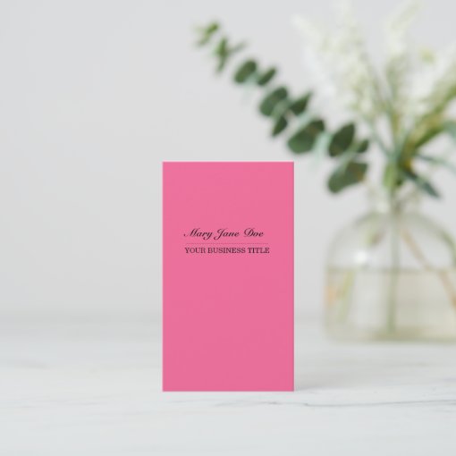 Plain & Simple Pink Vertical Business Card | Zazzle