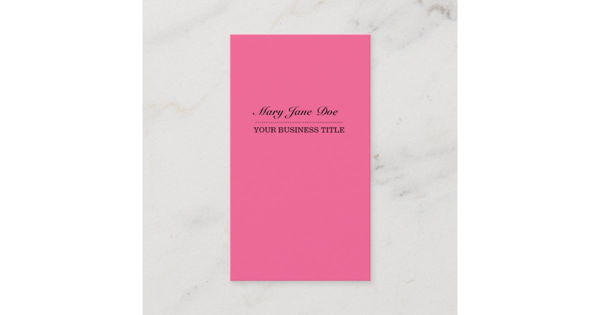 Plain & Simple Pink Vertical Business Card | Zazzle