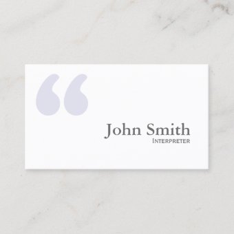 Plain Simple Quotes Interpreter Minimalist Business Card | Zazzle