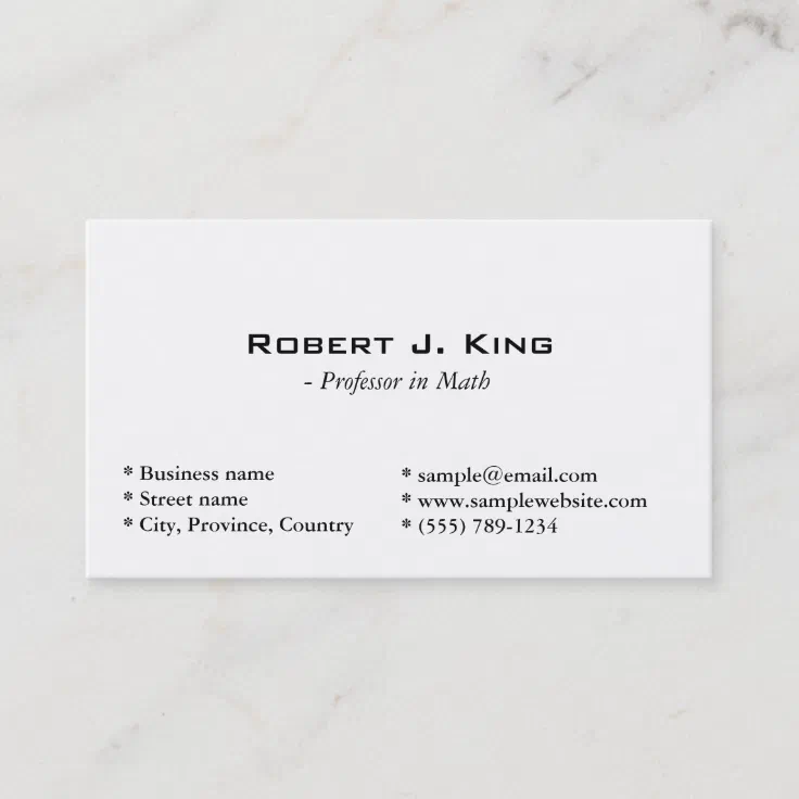 plain, simple white business card | Zazzle