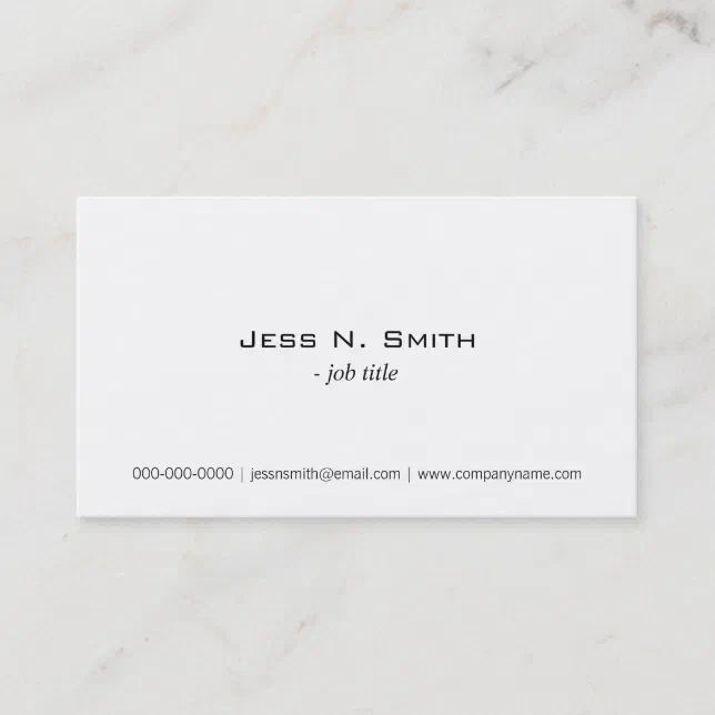 Plain,simple white business card | Zazzle