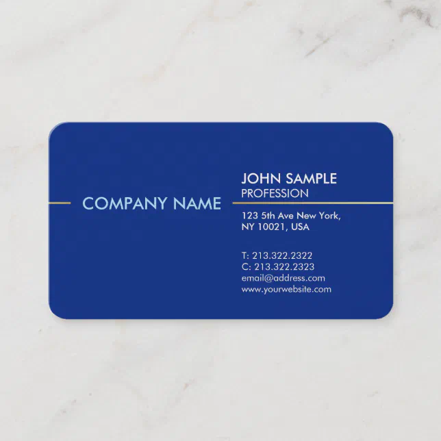 Plain Stylish Modern Professional Elegant Blue Business Card | Zazzle