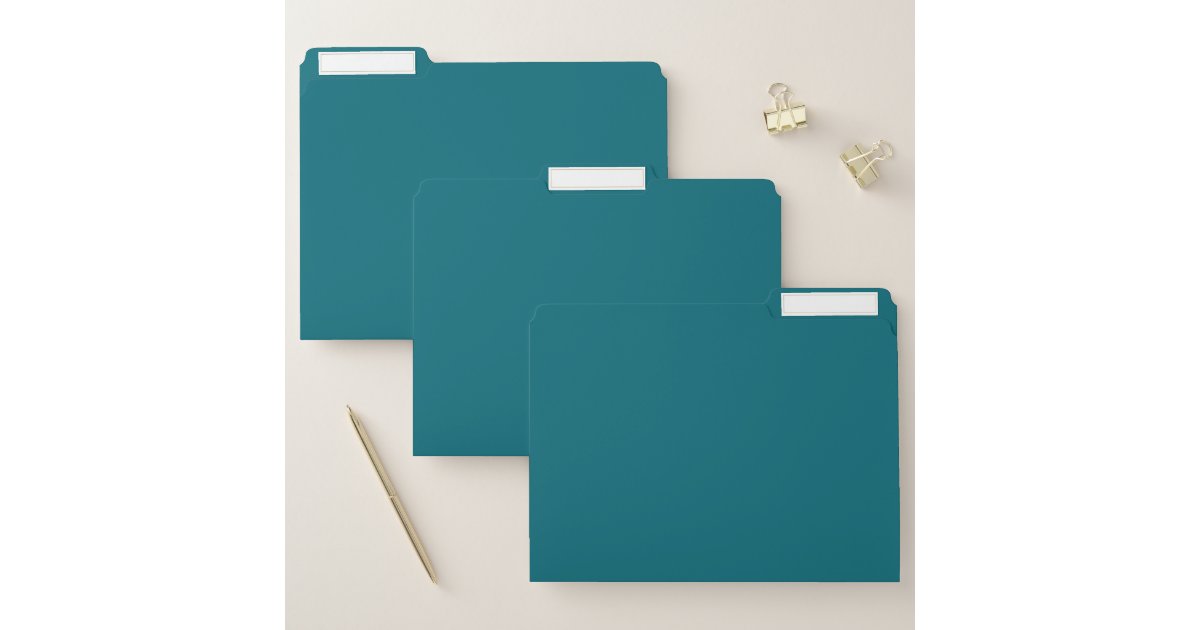 Plain teal dark Caribbean blue water File Folder | Zazzle