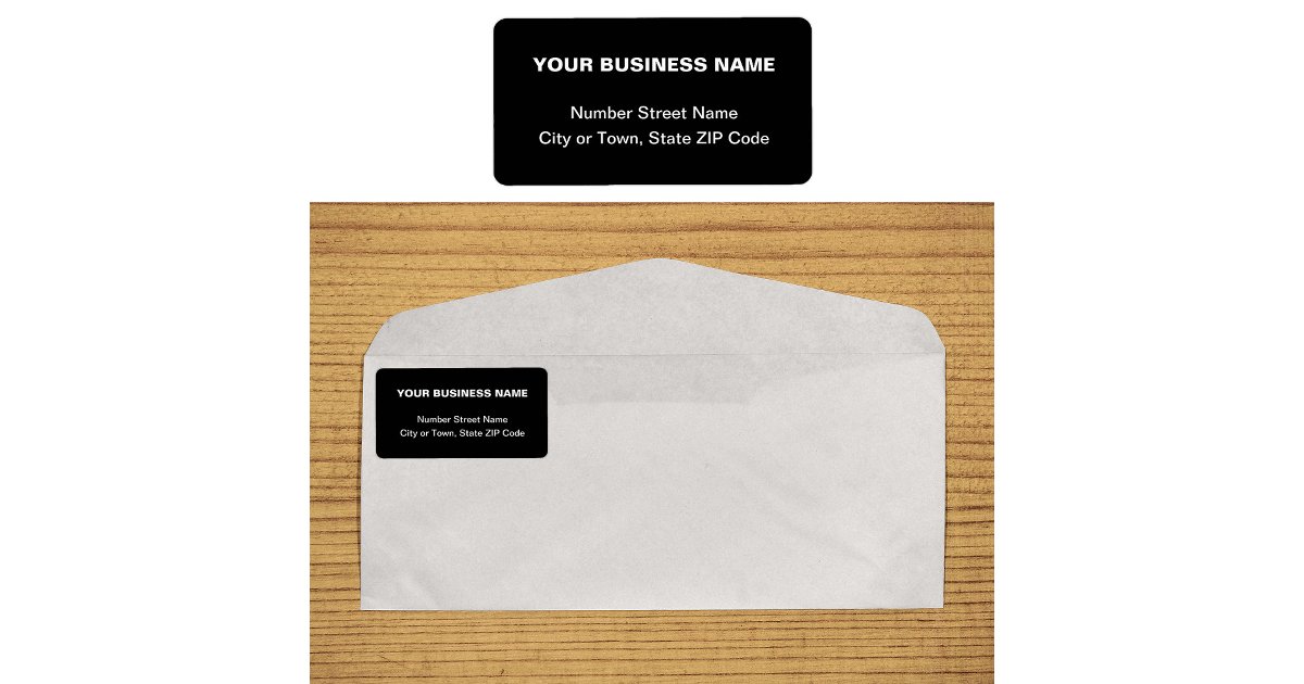 Plain Text Black Business Address Label | Zazzle