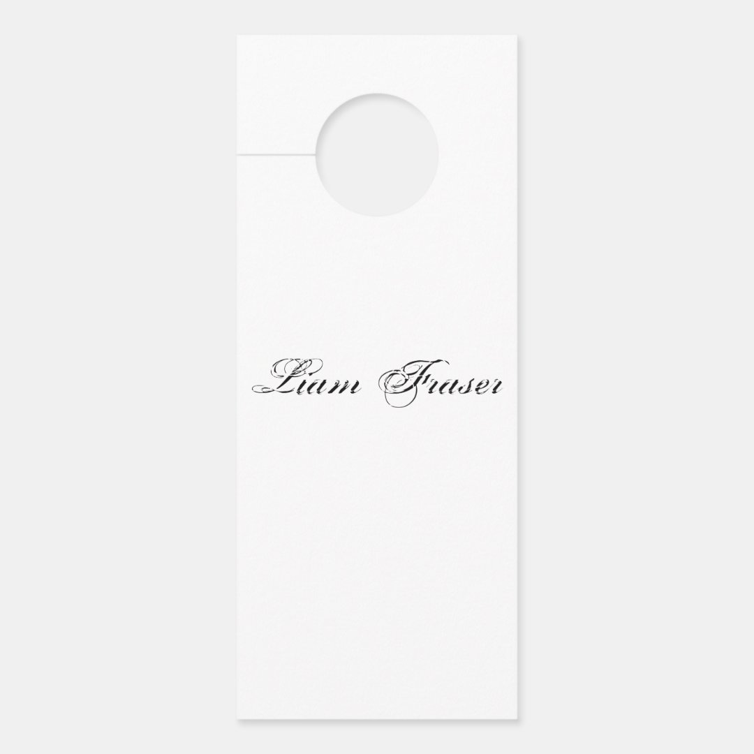Plain Text Personalized Minimal Create Your Own Door Hanger | Zazzle