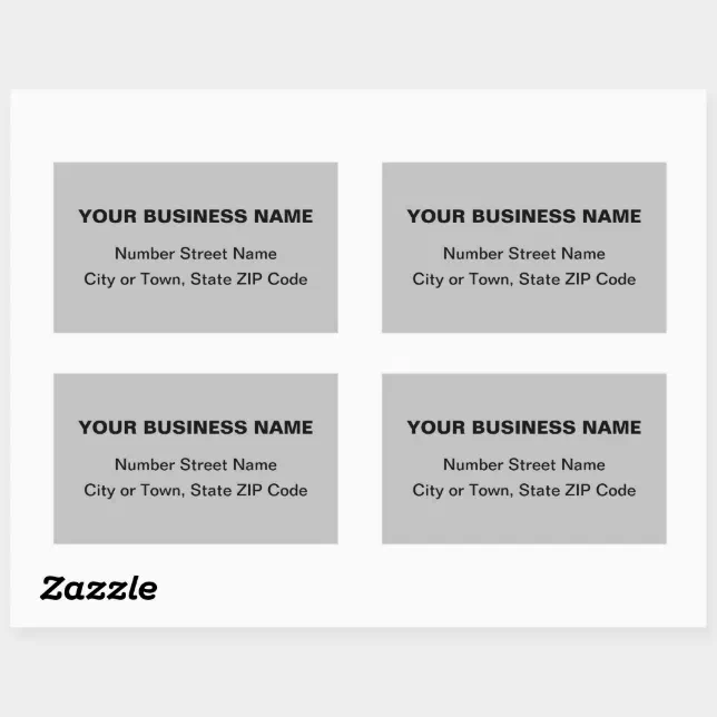 Plain Texts Business Address on Gray Rectangular Sticker | Zazzle