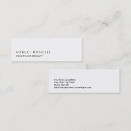 Plain Unique Modern Black White Mini Business Card | Zazzle