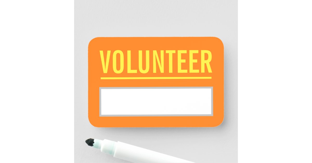 Plain "VOLUNTEER" Name Tag | Zazzle