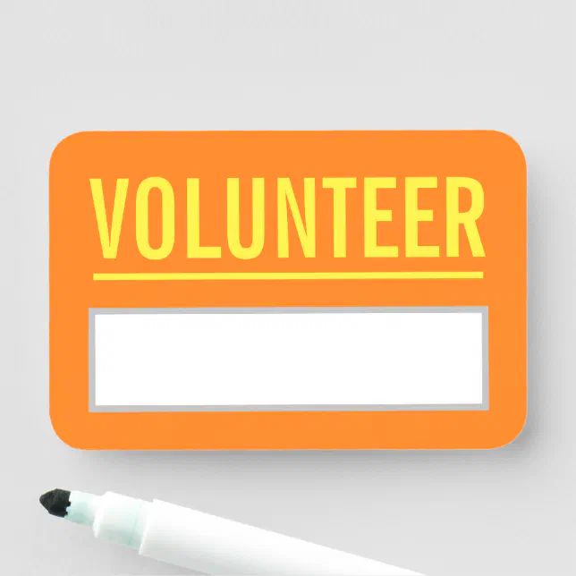 Plain "VOLUNTEER" Name Tag | Zazzle
