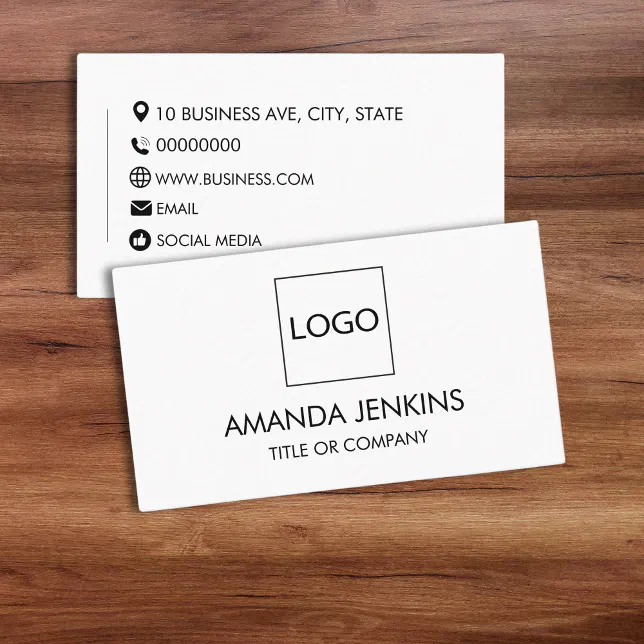Plain White Generic Design Logo Template Business Card | Zazzle