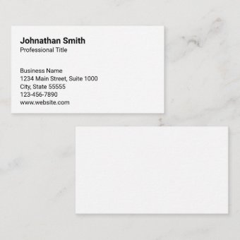 Plain White Generic Design Template Business Card | Zazzle