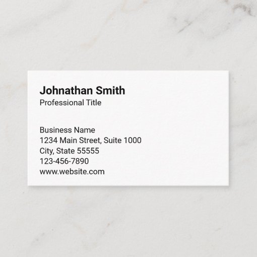Plain White Generic Design Template Business Card | Zazzle