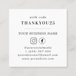 Plain White Modern Bold Typography Small Business Discount Card | Zazzle