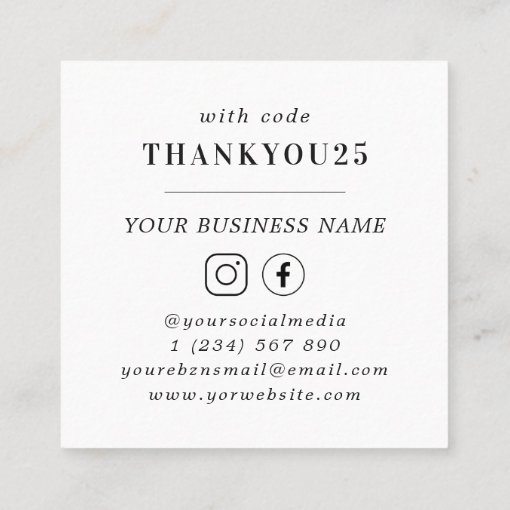 Plain White Modern Bold Typography Small Business Discount Card | Zazzle