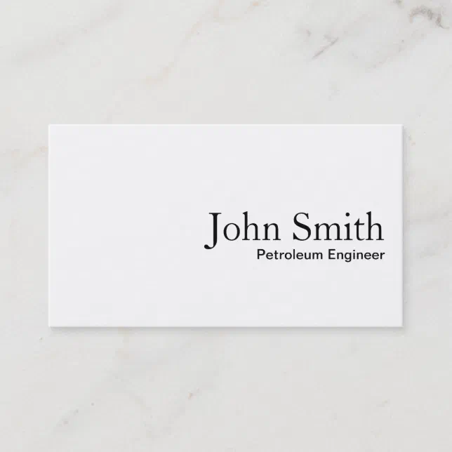 Plain White Petroleum Engineer Business Card | Zazzle