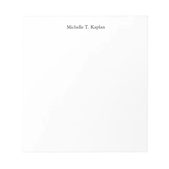 Plain White Simple Professional Classic Minimalist Notepad | Zazzle