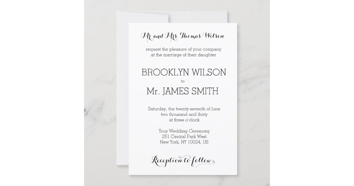 Plain White Wedding Invitations | Zazzle