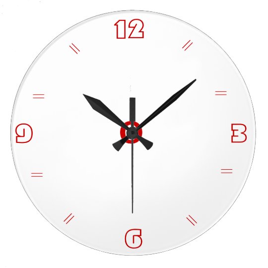 Plain White with Red > Plain Kitchen Clocks | Zazzle.com
