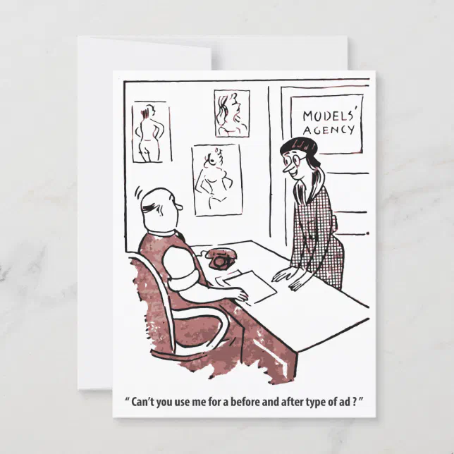 Plain Woman at Model Agency, Humor, Vintage Postcard | Zazzle