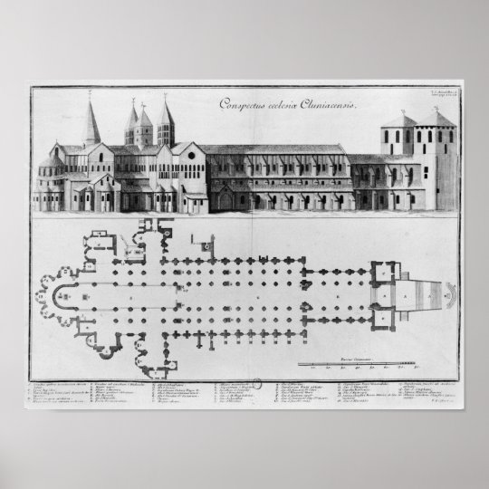 Plan and elevation of Cluny Abbey Poster | Zazzle.com