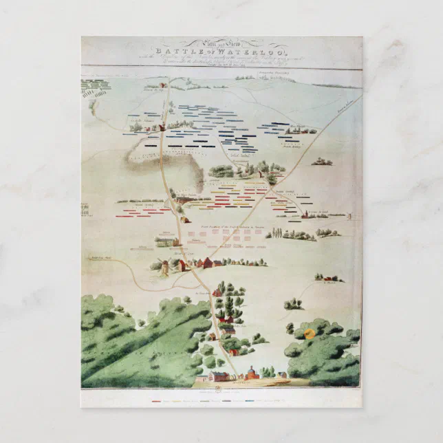 Plan and view of the Battle of Waterloo Postcard | Zazzle