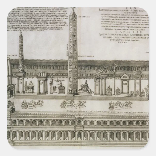 Plan of the Circus Maximus, Rome, engraved by the Square Sticker | Zazzle